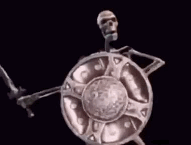Skeleton banging shield