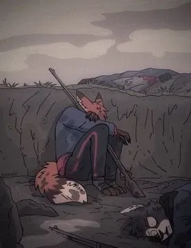 Gideon, anthro fox, furry, scared, terrified, sad