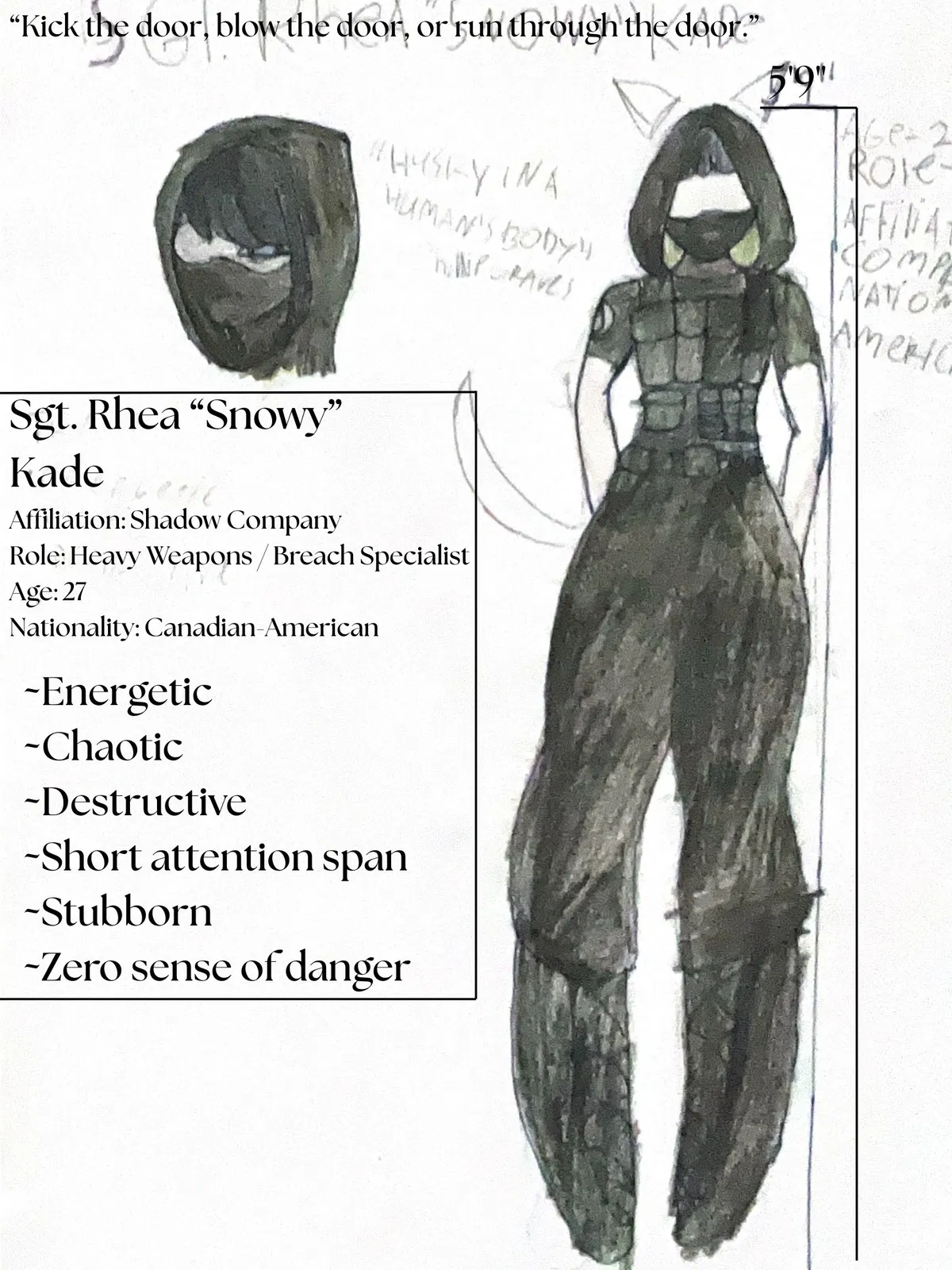 Sgt. Rhea "Snowy" Kade - Shadow Company OC