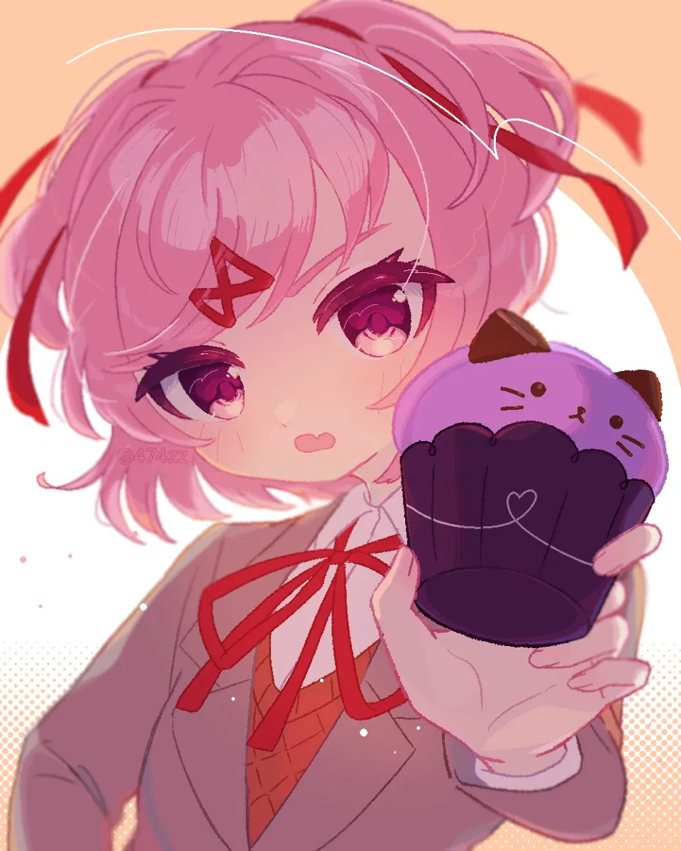 Chat with Natsuki | Hmph.. you can have my cupcake..
