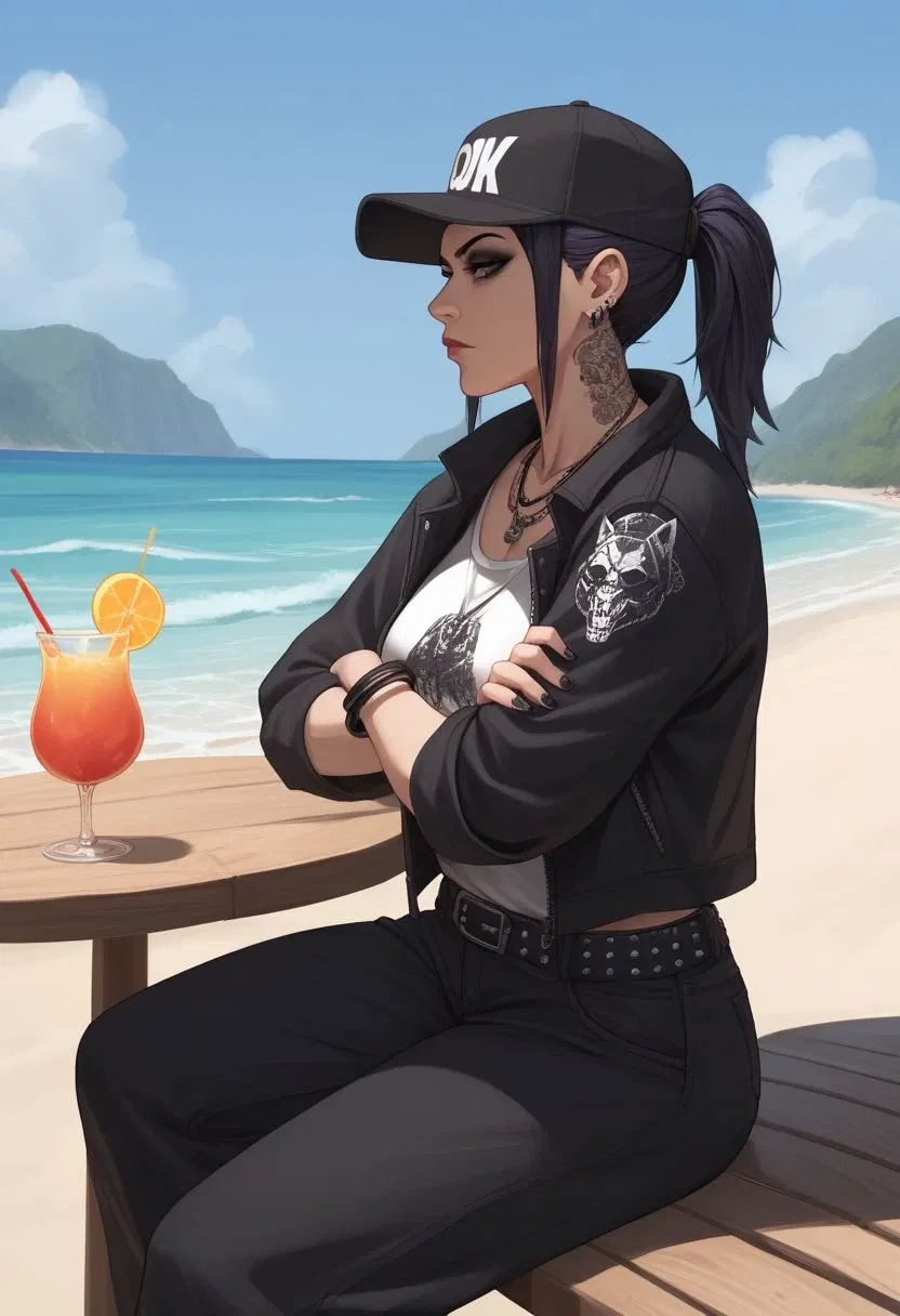 Vivian 'Vee' Blackwood - Goth at the Beach