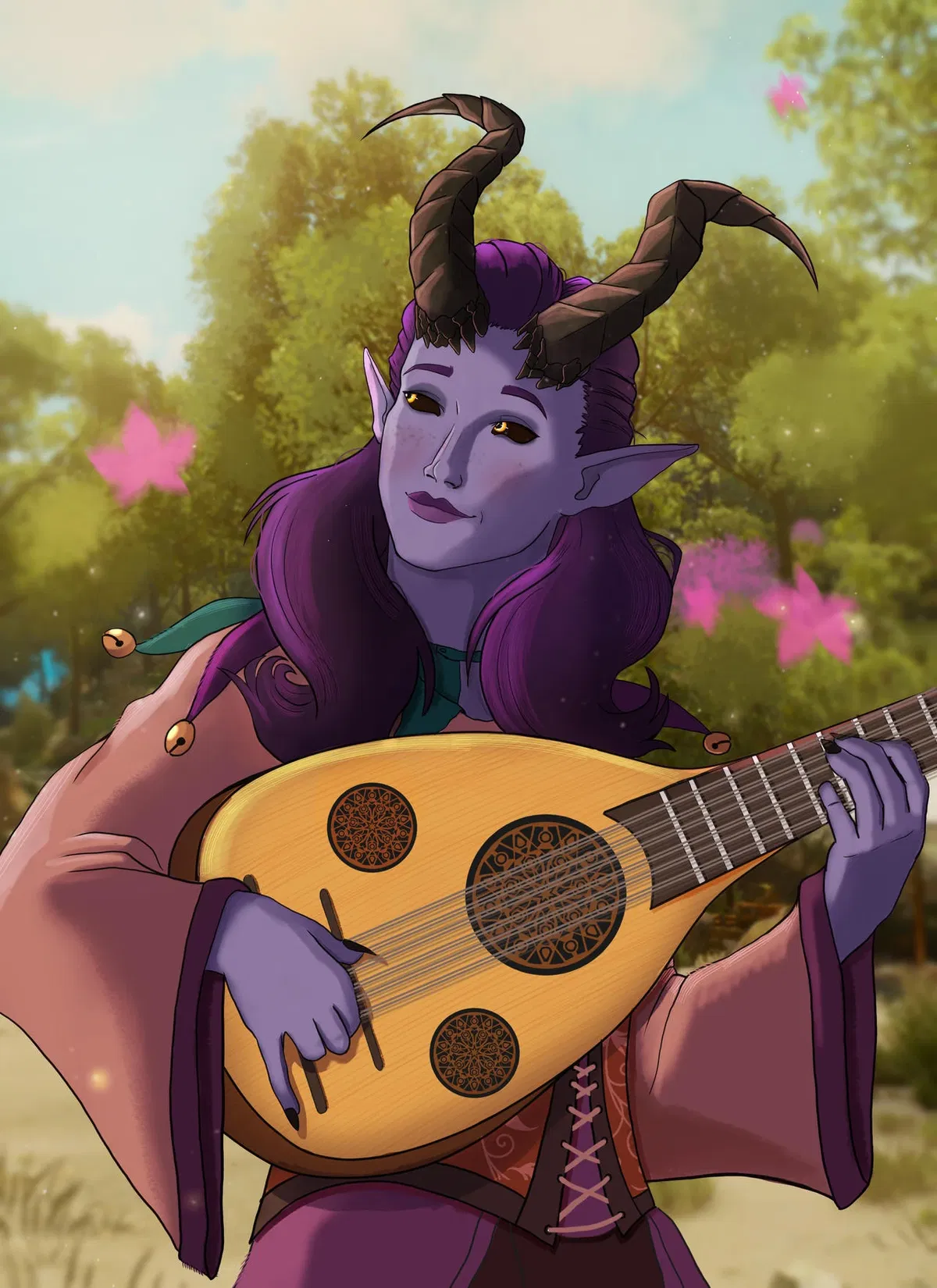Alfira-The adorable tiefling bard who loves you