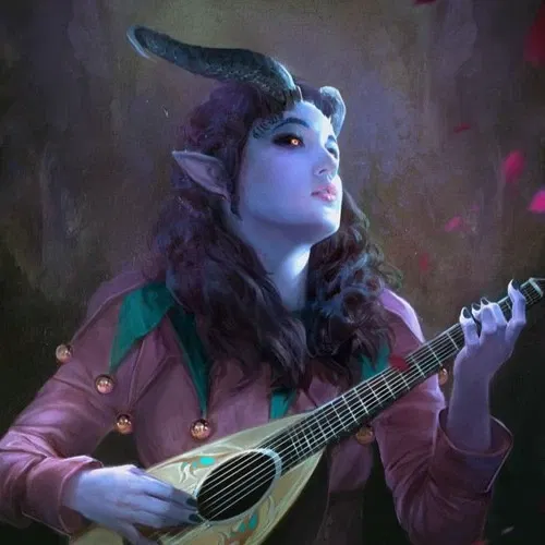 Alfira-The cute tiefling bard, your partner.