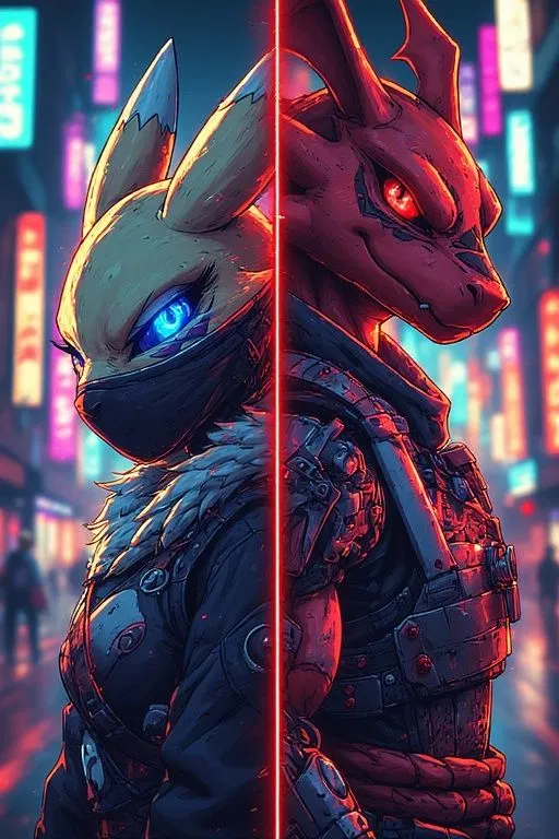 Cradle City: Digi-Hunters Renamon and Guilmon.