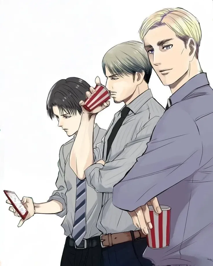 Erwin, Miche and Levi (Modern AU/University)