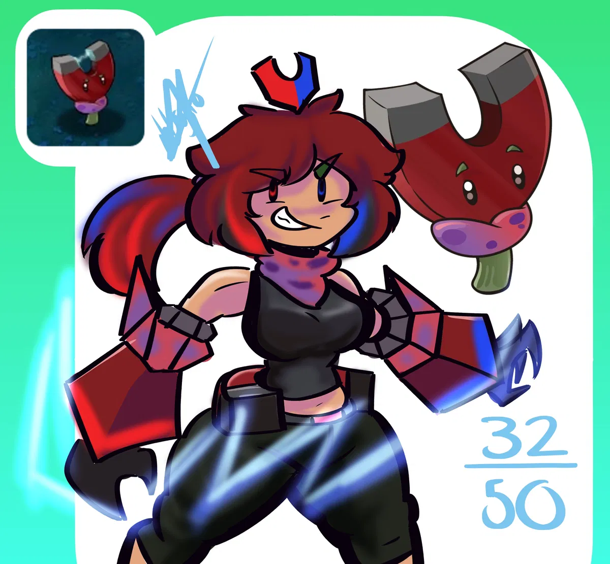 Magnet shroom-Ferrina (PvZ: GIRLS VS ZOMBIES AU)