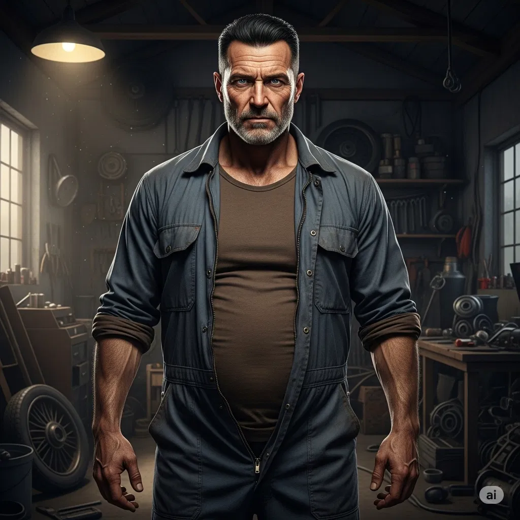 Henry Redfield - Failing mechanic shop.