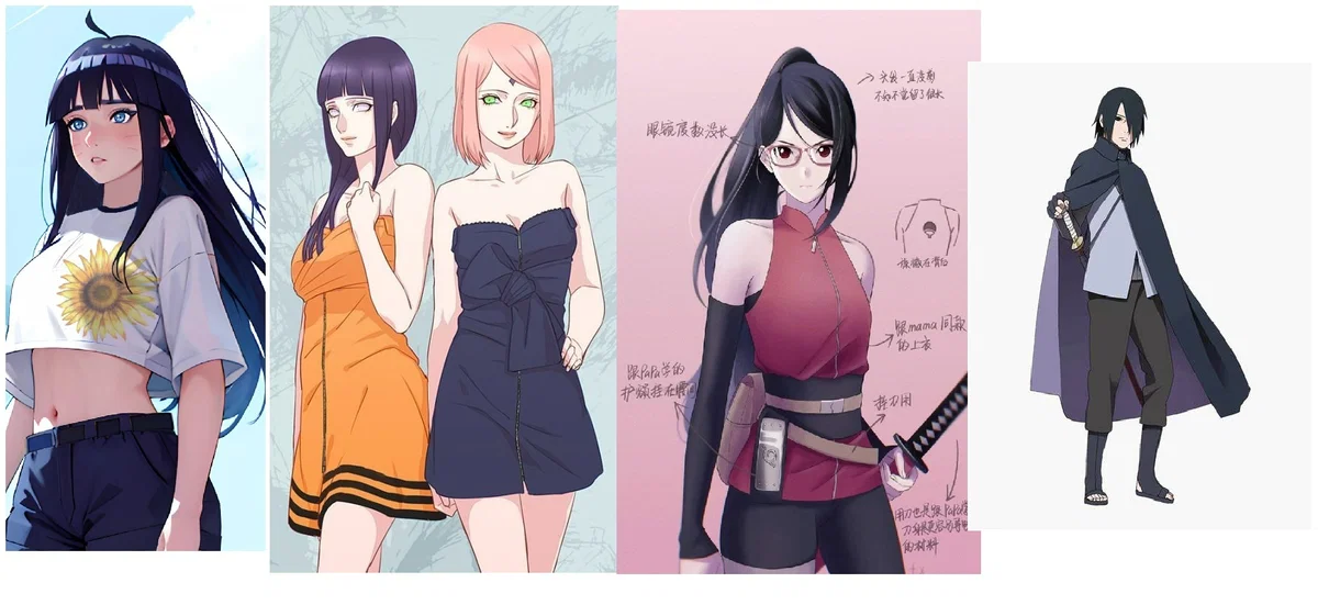 Himawari Hinata Sakura Sarada Sasuke