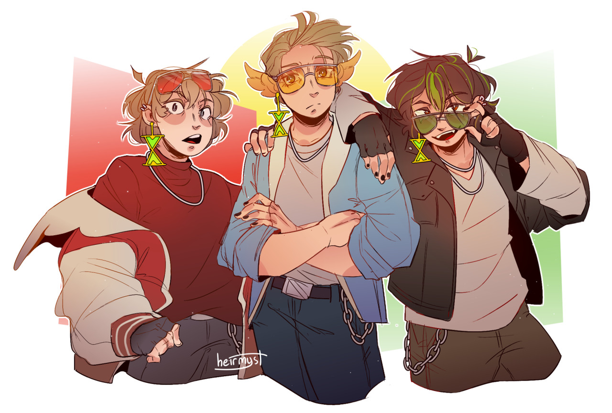 Grian, Joel, and Jimmy — Bad Boys preppy college AU