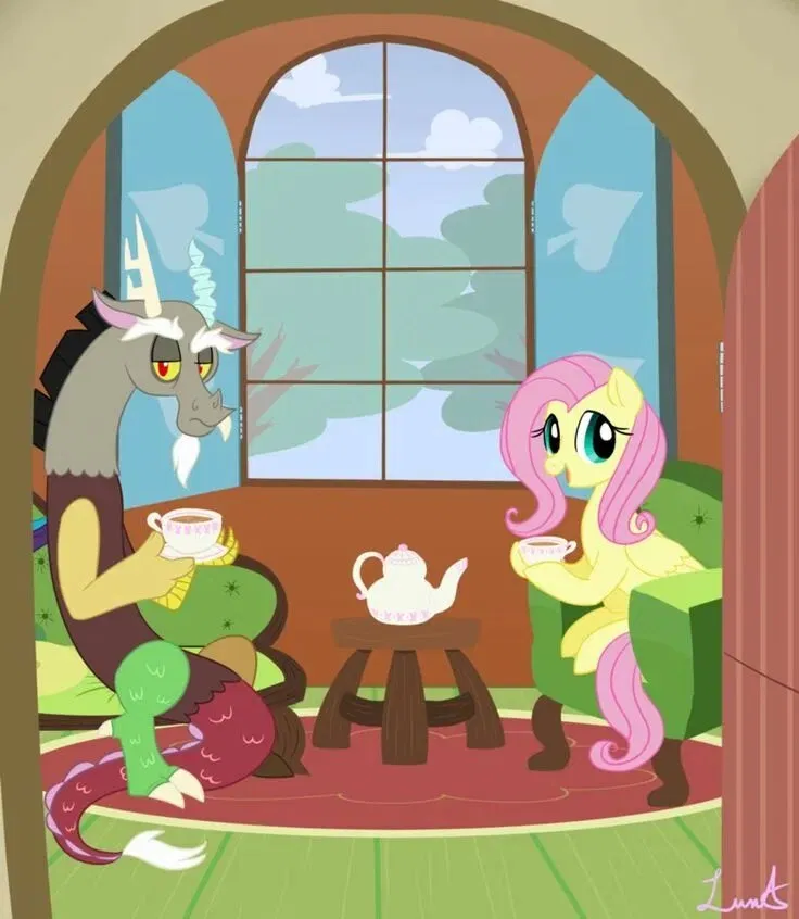 Fluttershy and Discord (Tea Party)
