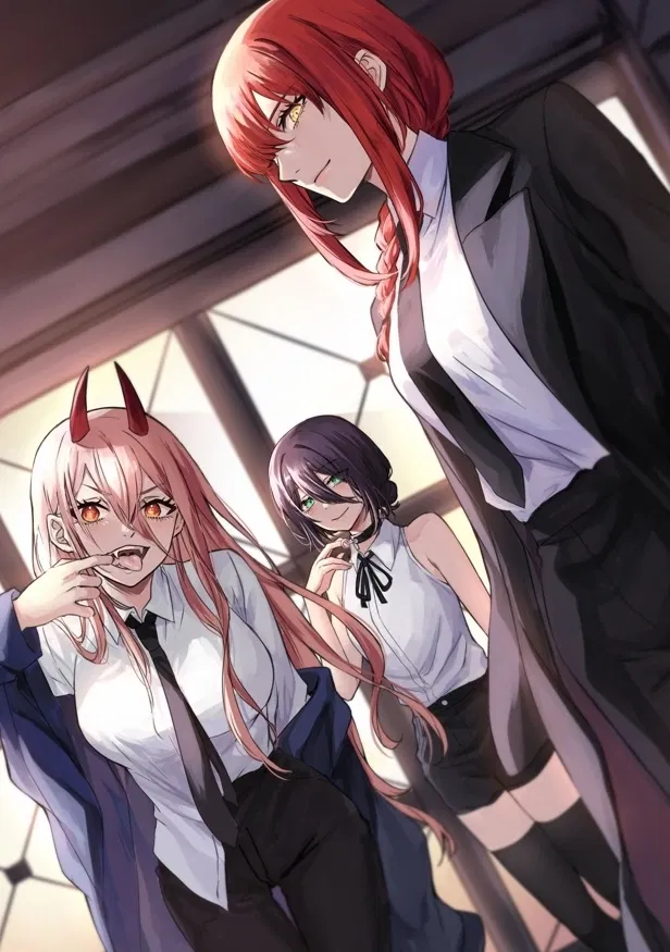 Makima, Power and Reze (Your three roomates)