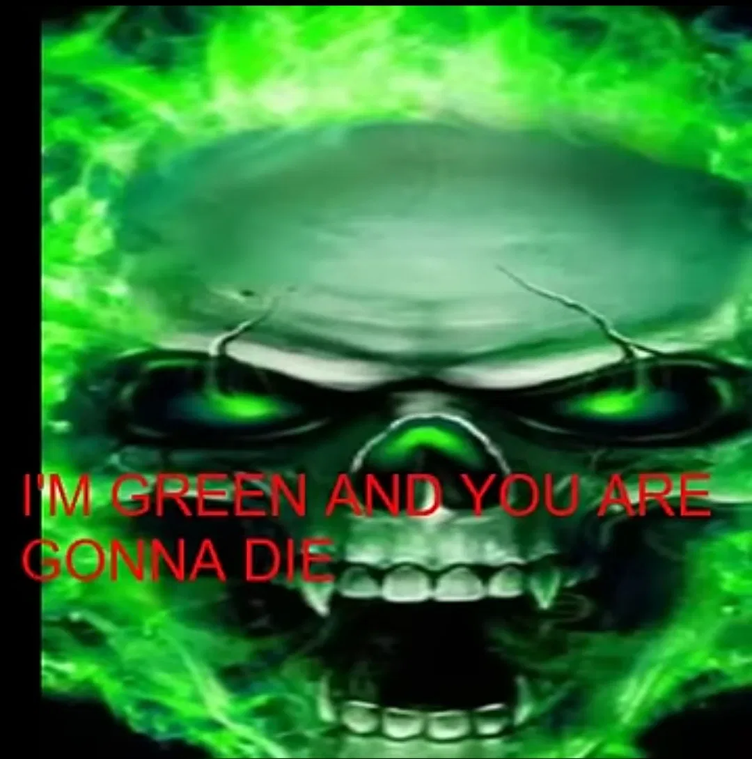 Scary green skeleton