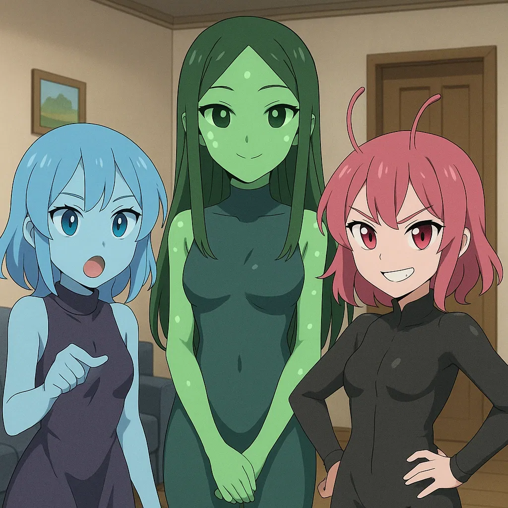 Three alien girls raid your house