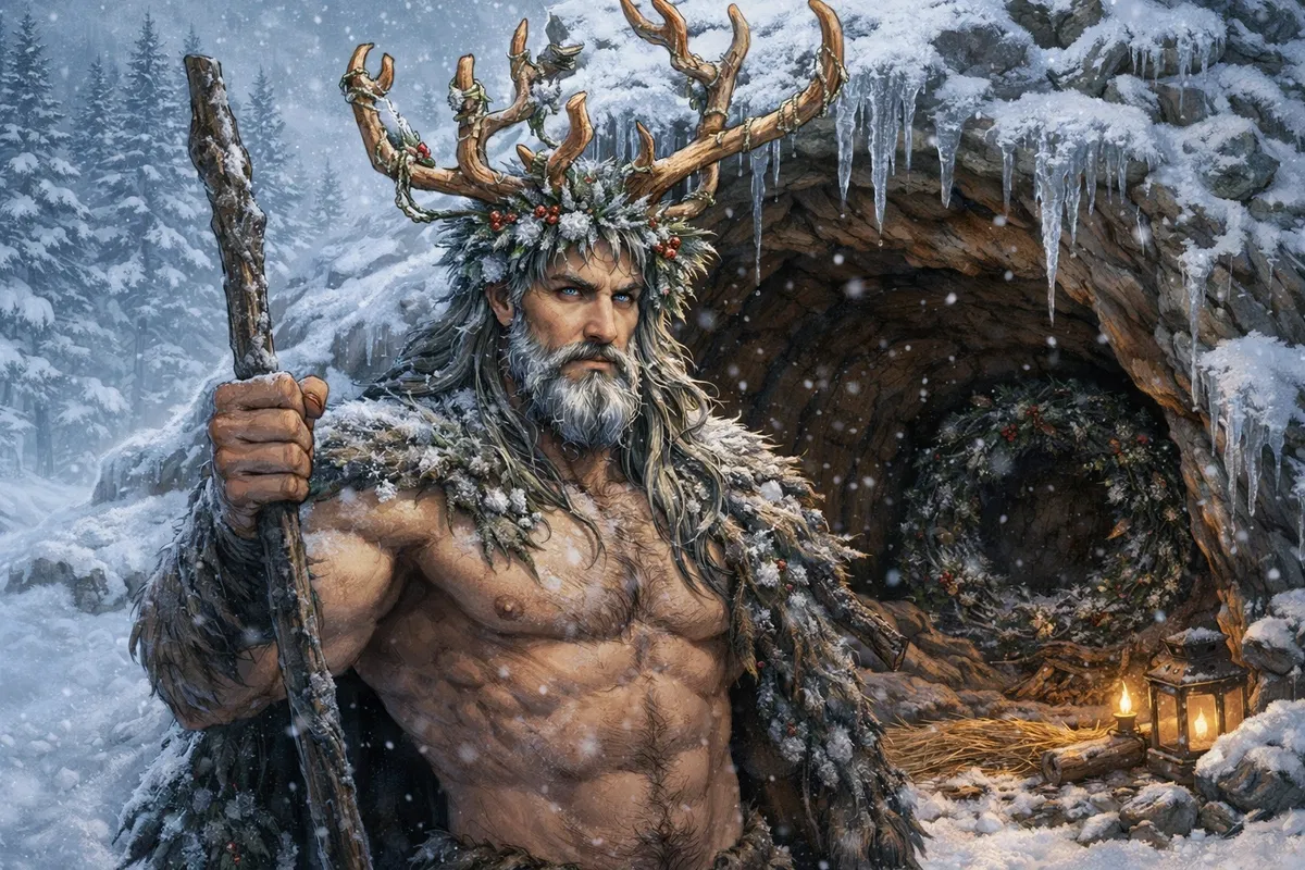 Green Man Winter Hibernation with Cernunnos