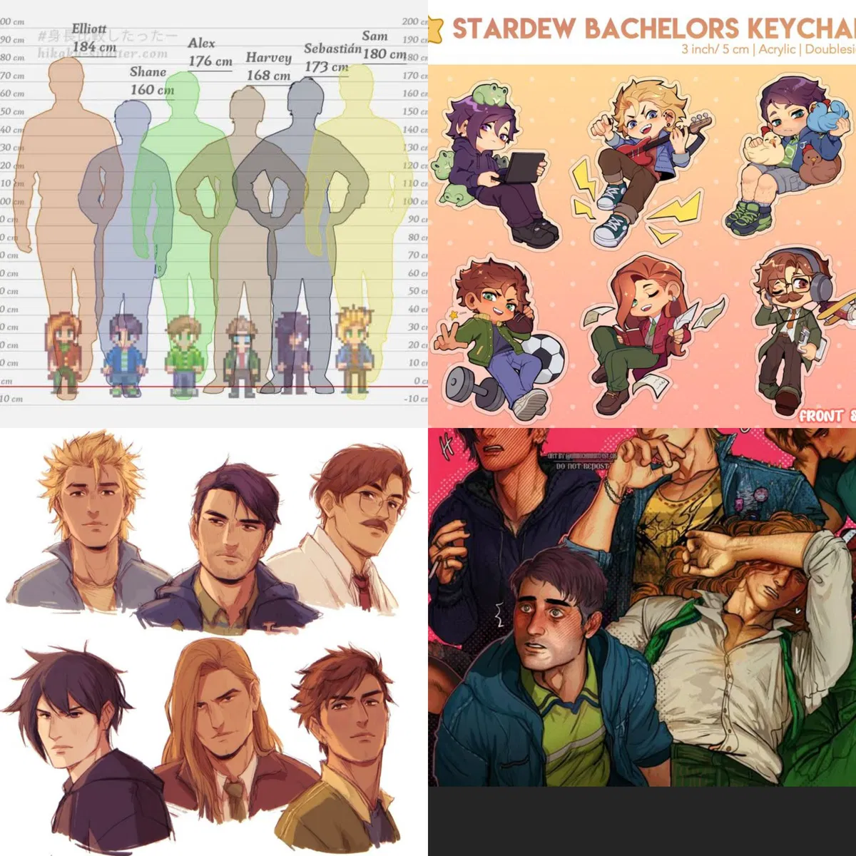 Elliott Sam Sebastian Harvey Shane Alex Stardew Valley