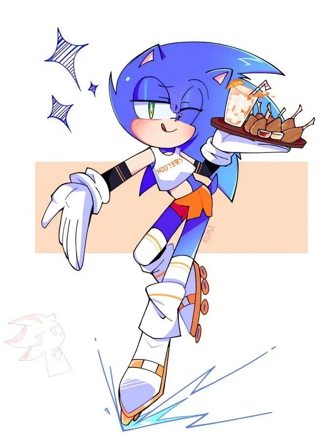 Hooters waiter Sonic the hedgehog(Sonadow)