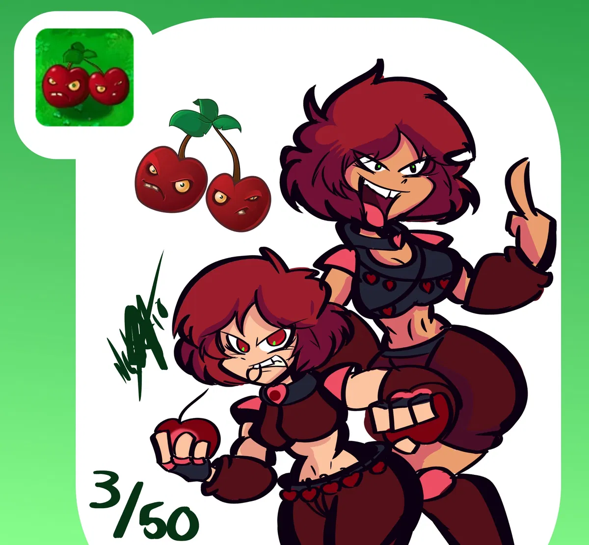 Cherry & Blaze-Cherry-Bomb ( PvZ: GIRLS VS ZOMBIES AU)