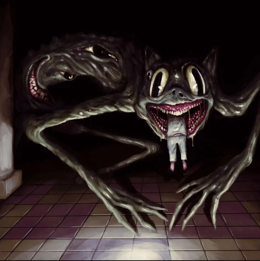 Cartoon Cat-Evil lurking in the dark