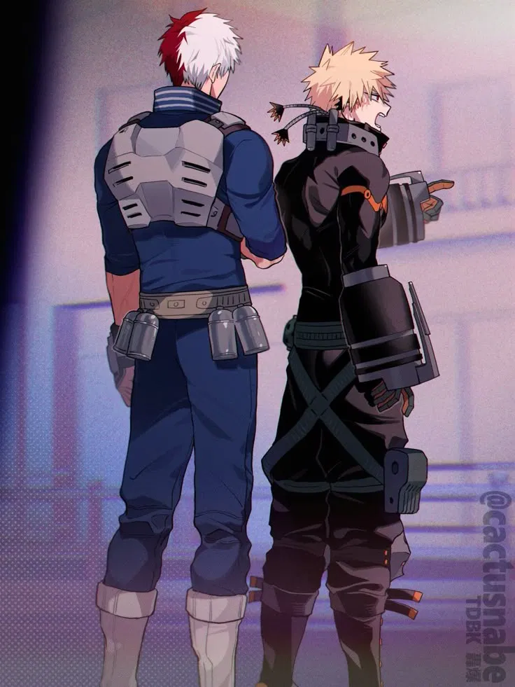 Katsuki Bakugo (Dynamight) and Shoto Todoroki (Shoto)
