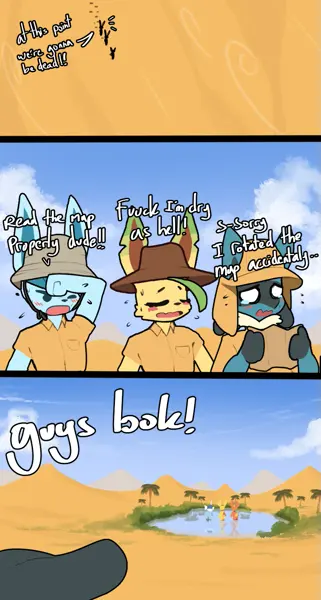 Poké Trio /// Desert Scenario /// Glaceon, Lucario, and Leafeon friends