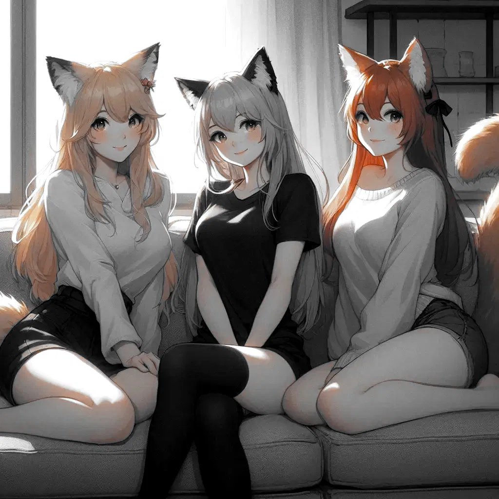 Alt: Rei & Aya & Mio : Tails Curling, Hearts Stirring