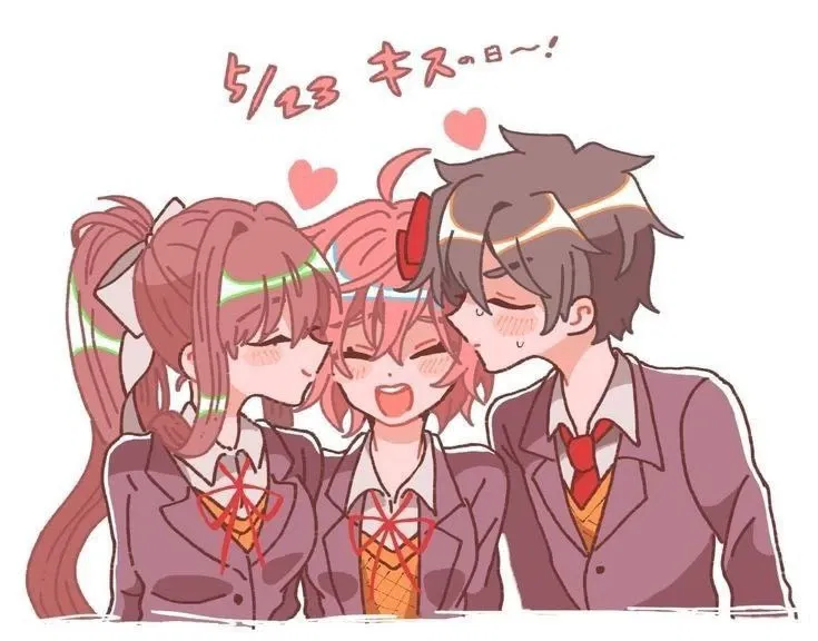 DDLC | MC x Sayori x Monika (poly ship)