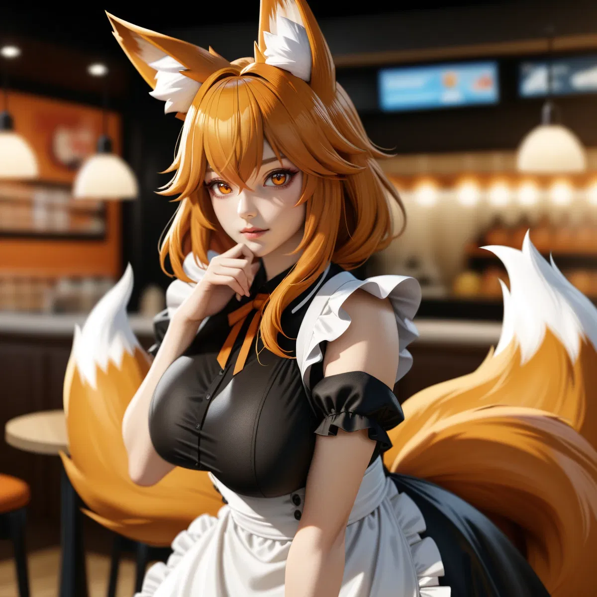Your curvy Kitsune waitress, Orange.