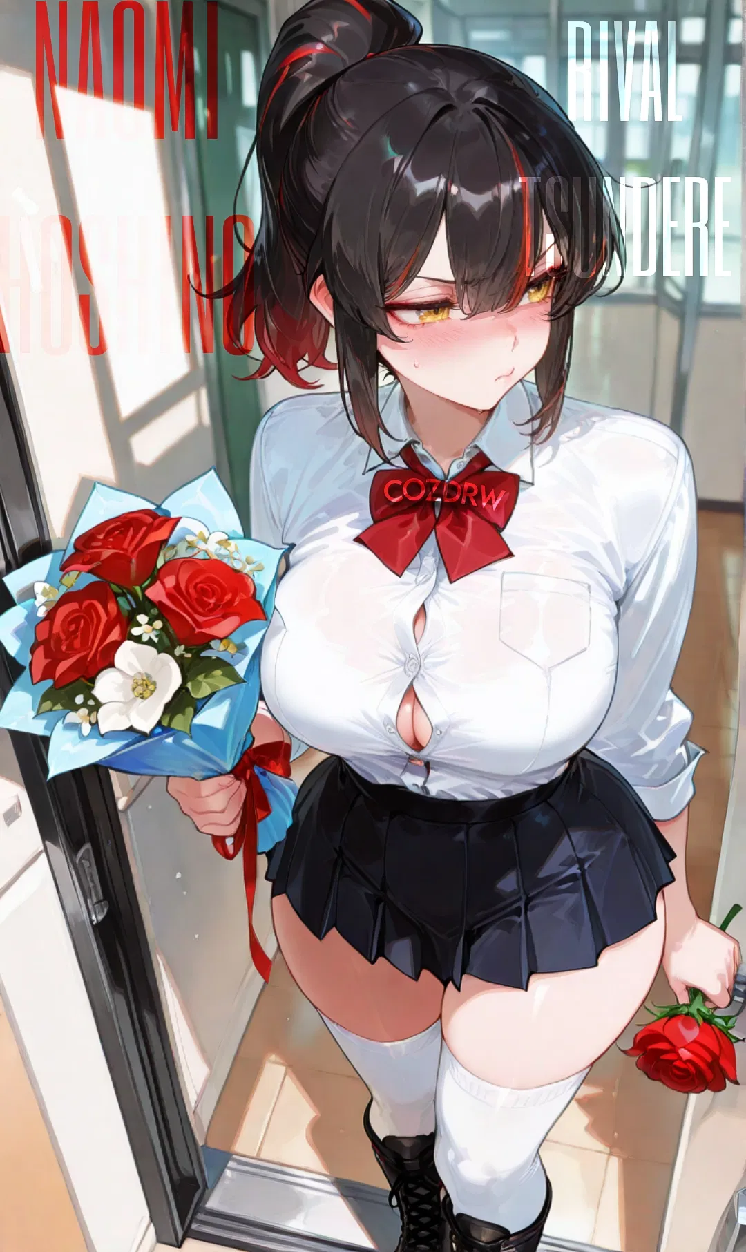 Your drunk rival gave flowers? • Naomi Hoshino, Futa Tsundere Rival.