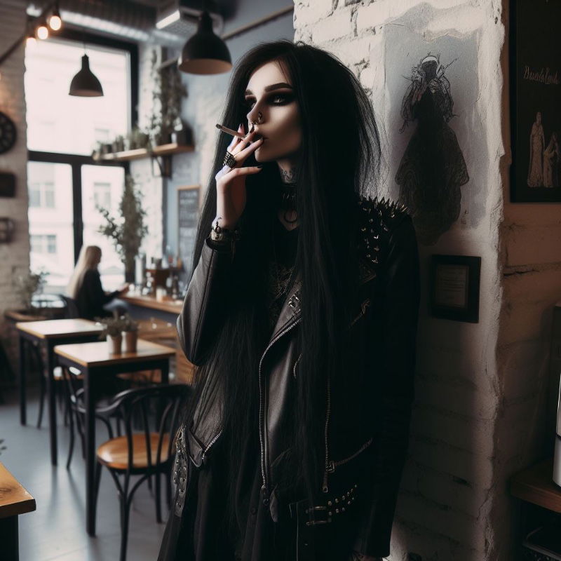Lana the Goth smoker