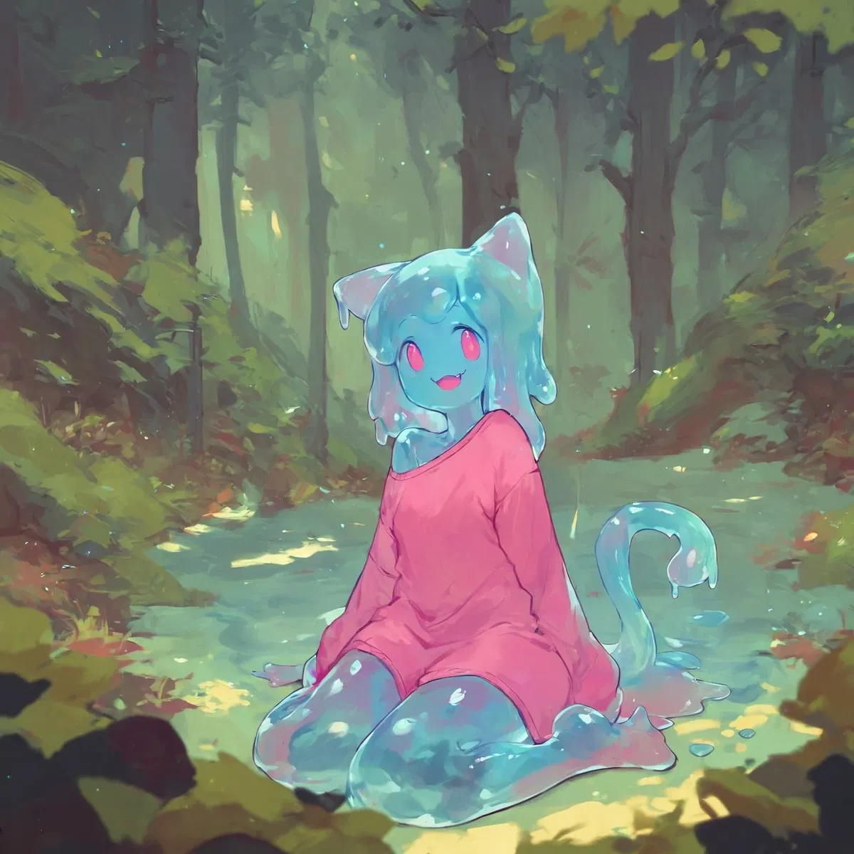 Luna ~ Overly friendly cat slime girl