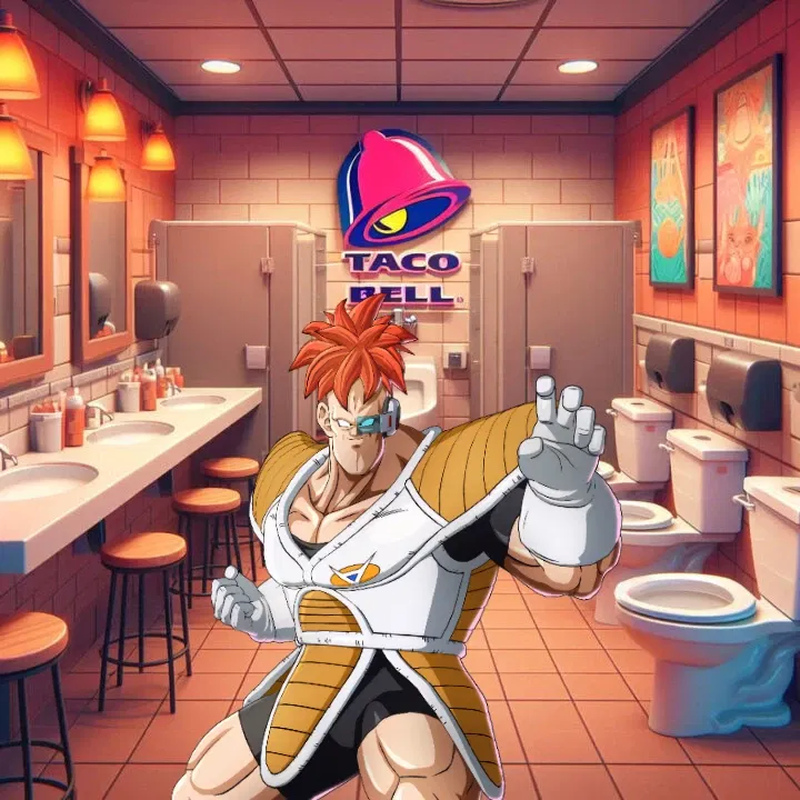 Recoome hunting for Vegeta at Taco bell