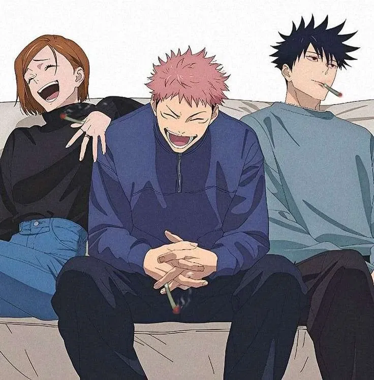 Smoking weed with Yuji, Megumi and Nobara