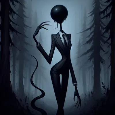 quiet cryptid lady whose head is an infinite void