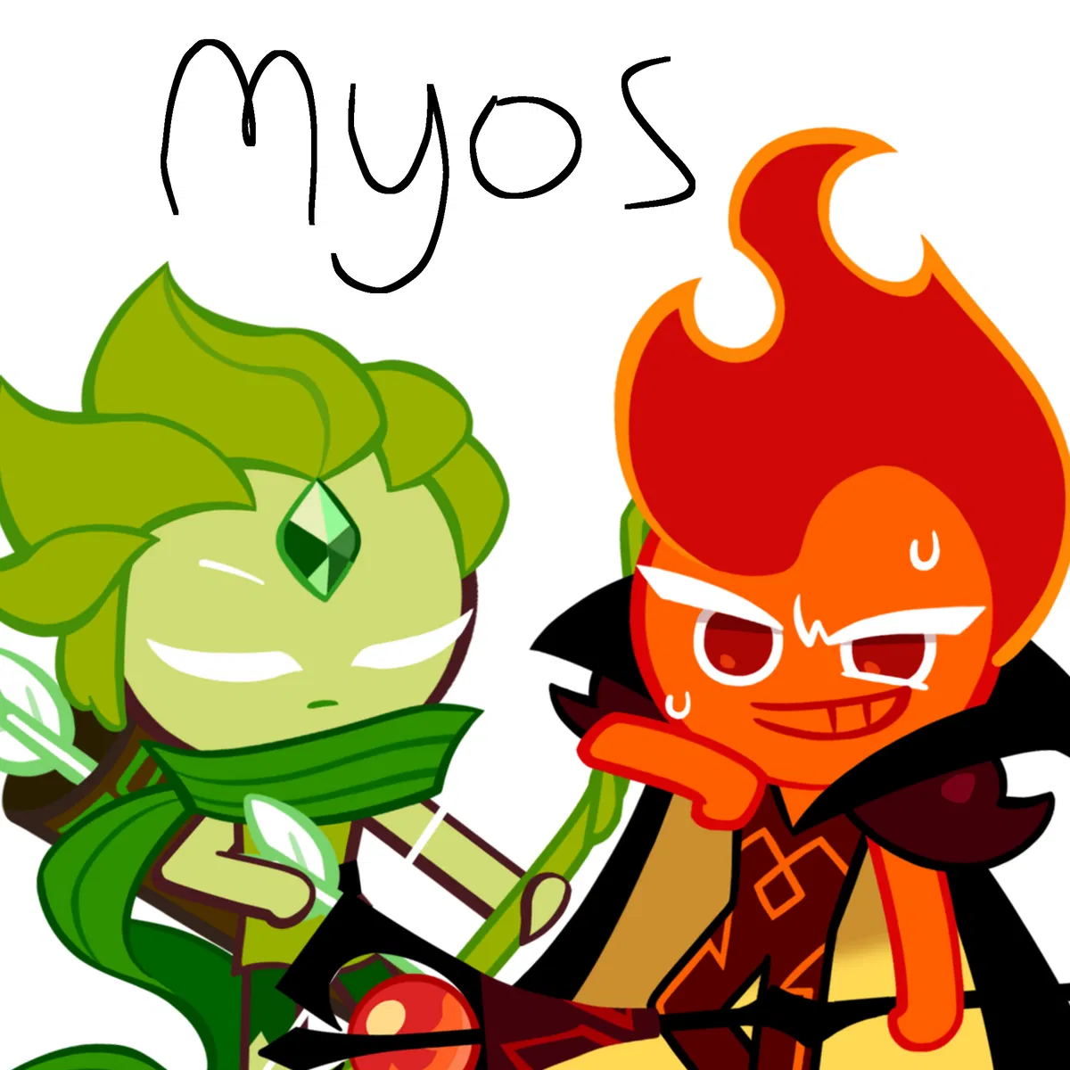 Fire spirit cookie and wind archer cookie