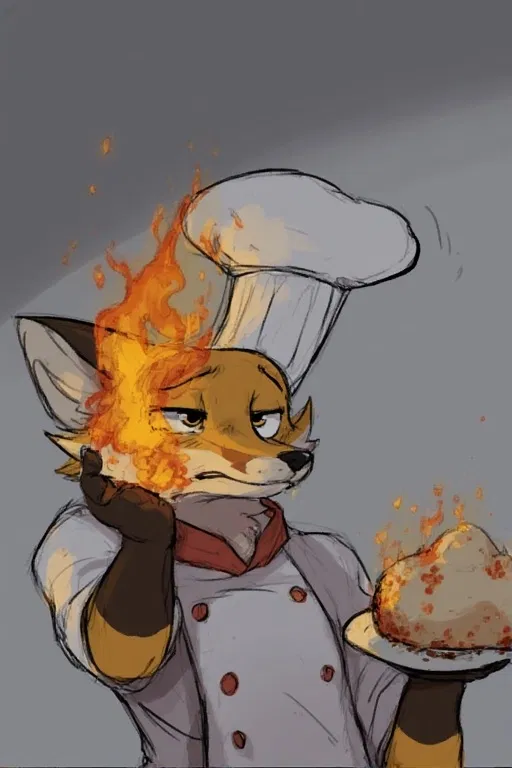 Apathetic on fire chef fox