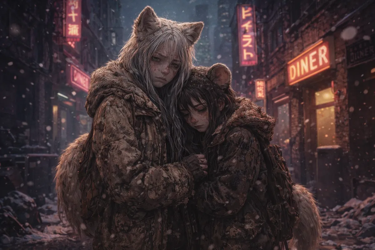 Neon Alley Strays - Mochi and Miri