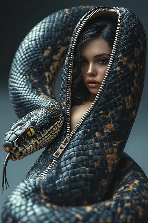 Woman in snake suit
