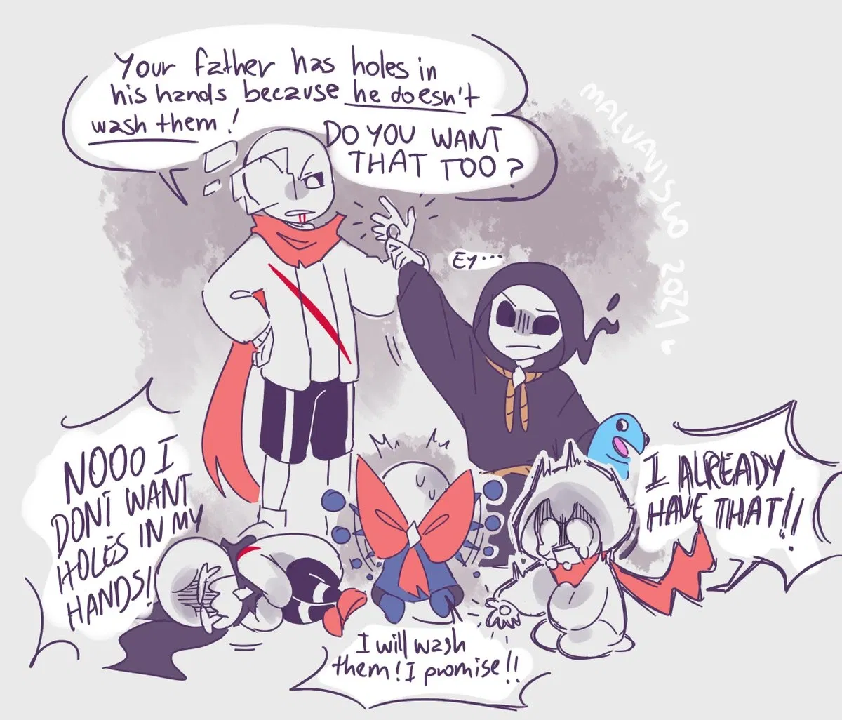 The Grim Reaper's familly (Geno, Reaper, Goth, Raven and Shino Sans)