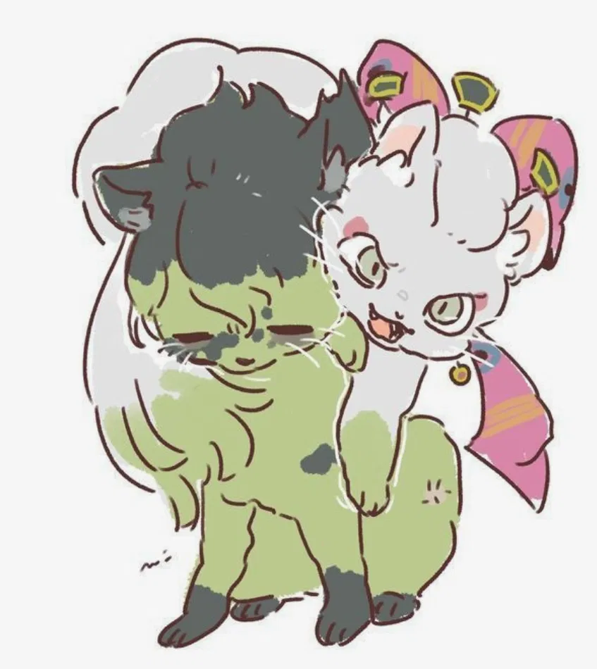 Daki et Gyutaro as cats