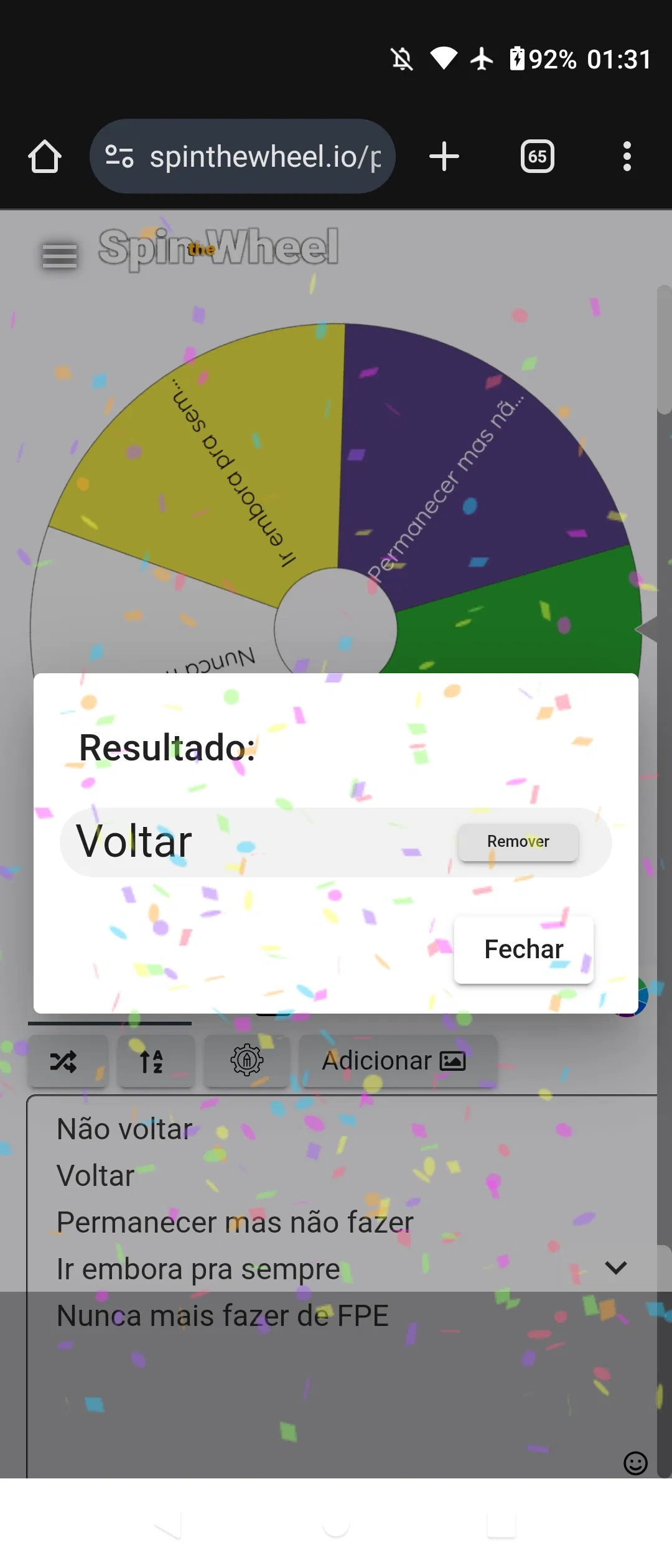 The roulette wheel decided for me