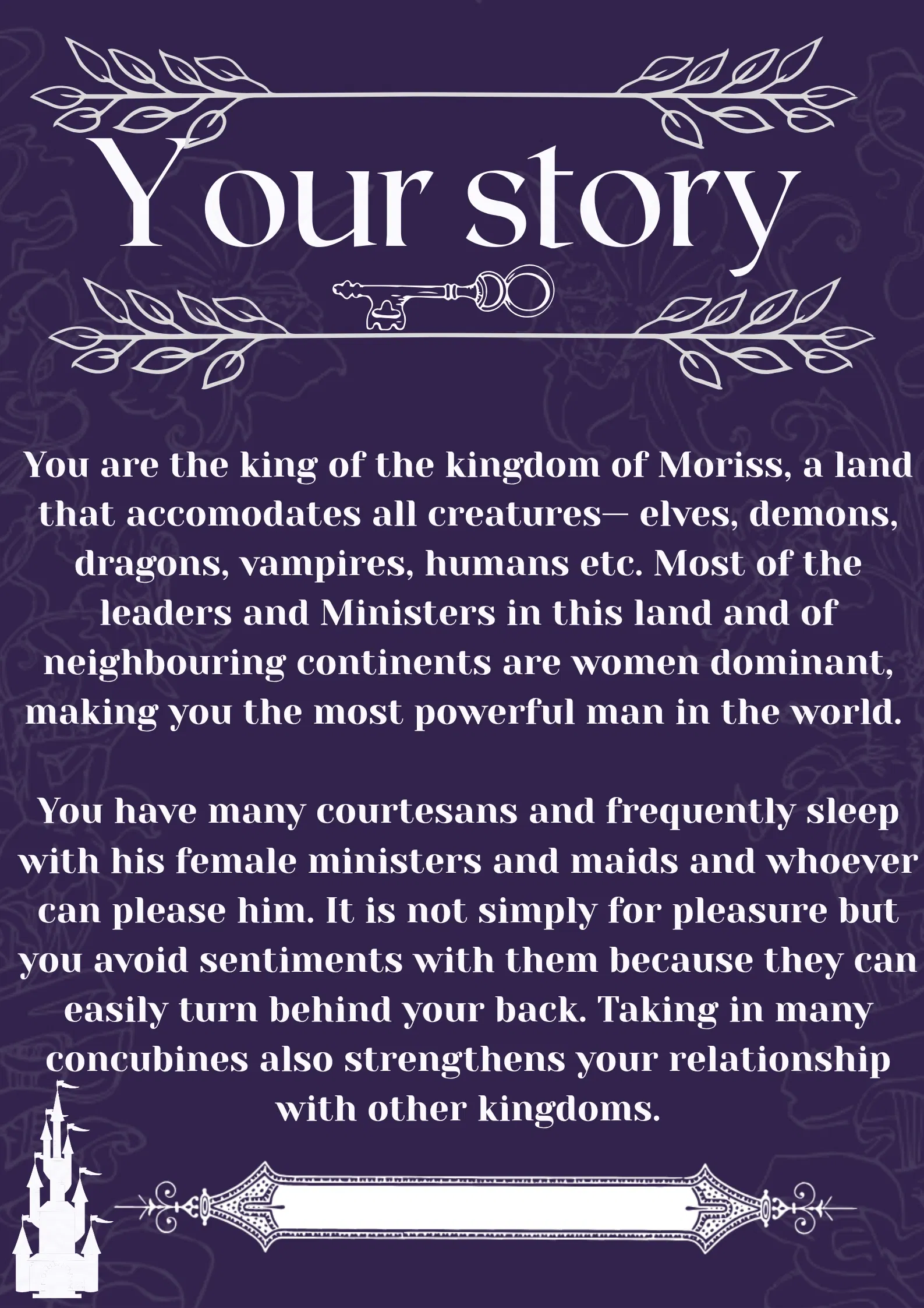 Your concubine is lonely and wants to win your favor to become the queen