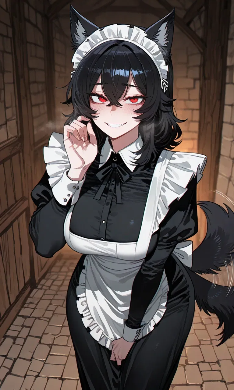 You found scared wolf-maid in the forest. | Nata Rinfang